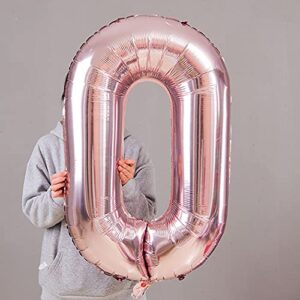 Aabellay Large Foil Mylar Balloons 40 Inch Rose Gold Number Balloons Giant Jumbo Birthday Balloons for Birthday Party Decorations - Rose Gold 80