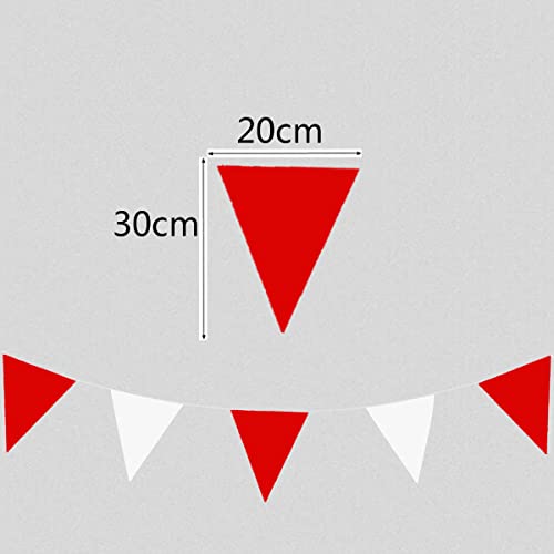 Red and White Fabric Carnival Pennant Banner 40 Meters 131 Feet, Outdoor Garden Flag Buntings, Festive Party Decorations for Birthday Decoration Baby Shower Wedding Valentines Day