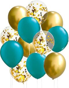 teal gold balloons teal gold party decorations of 15pcs for teal gold birthday decorations women/teal gold bridal shower decorations/teal gold wedding decorations