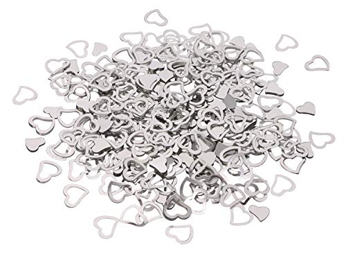 ONLYKXY 1200Pcs Love Heart Shaped Confetti, Table Wedding Decoration, Glitter Confetti for Wedding Party (Silver)