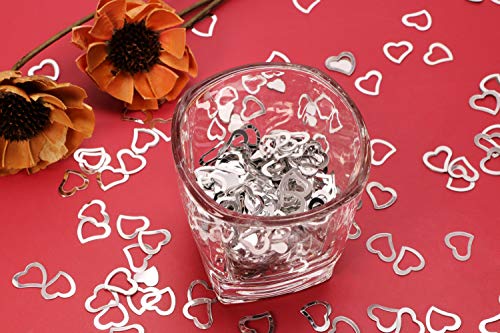 ONLYKXY 1200Pcs Love Heart Shaped Confetti, Table Wedding Decoration, Glitter Confetti for Wedding Party (Silver)