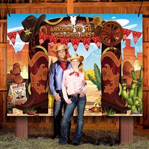 TMCCE Western Cowboy Party Decoration Wild West Cowboy Western Photography Backdrop Background and Western Cowboy Theme Hanging Swirls Foil Swirls