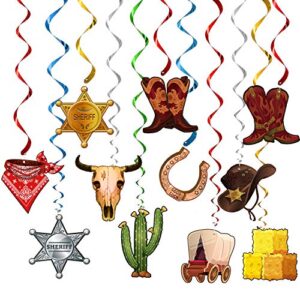 TMCCE Western Cowboy Party Decoration Wild West Cowboy Western Photography Backdrop Background and Western Cowboy Theme Hanging Swirls Foil Swirls