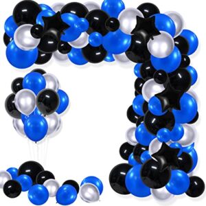 royal blue black balloon garland kit, 121pcs blue black metallic silver balloons video gaming birthday party for boy men 18th 21th 30th 40th birthday retirement graduations party decorations