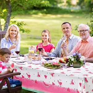 Watermelon Table Covers Tablecloth Plastic Disposable Summer Party Table Covers Watermelon Banner for Birthday Wedding Baby Shower Theme Party Decorations, 54 x 108 Inch (3 Packs)