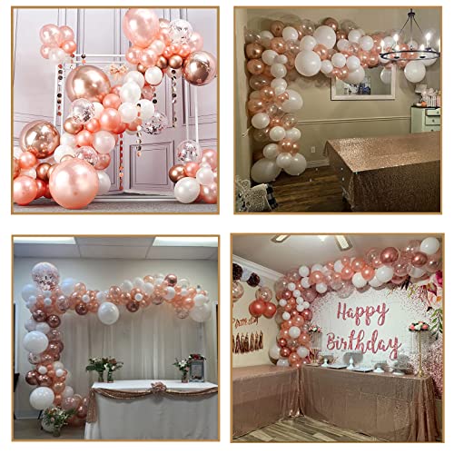 KAINSY Rose Gold and White Balloons 50Pcs, Metallic Rose Gold Blush Birthday Balloons Confetti Balloons and Latex Helium Balloon Set, Party Decorations for Birthday Wedding Girls Women