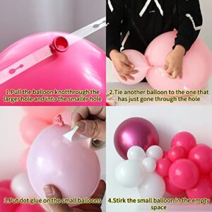 157pcs Pink Balloon Arch Garland Kit, Hot Pink Rose Red Chrome Balloons for Girls Birthday Princess Theme Bridal Baby Shower Wedding Background Decorations