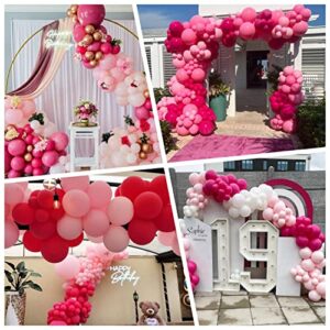 157pcs Pink Balloon Arch Garland Kit, Hot Pink Rose Red Chrome Balloons for Girls Birthday Princess Theme Bridal Baby Shower Wedding Background Decorations