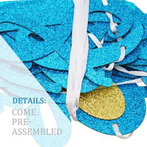 Sprinkled with Love Glitter Banner Baby Shower Sprinkle Party Decoration for Boy Pre-Strung Sign Gold (Blue)