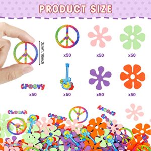 350 Pieces Tie Dye 60's Hippie Groovy Birthday Party Decoration Retro Flower Peace Sign Hippie Confetti Table Decoration for Peace and Love Party 60's 70's Tie Dye Hippie Theme Groovy Party Supplies