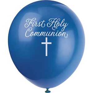 Fancy Cross First Holy Communion Latex Balloons I Blue I 8 Pcs.