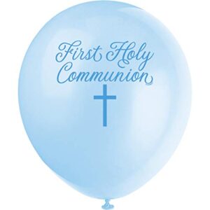 Fancy Cross First Holy Communion Latex Balloons I Blue I 8 Pcs.