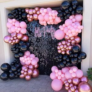 pink black balloon garland metallic rose gold balloon different size black latex pastel pink arch kit for baby shower birthday bridal shower wedding anniversary anniversary graduations decoration