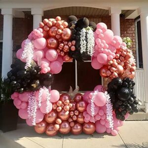 Pink Black Balloon Garland Metallic Rose Gold Balloon Different Size Black Latex Pastel Pink Arch Kit for Baby Shower Birthday Bridal Shower Wedding anniversary Anniversary Graduations Decoration