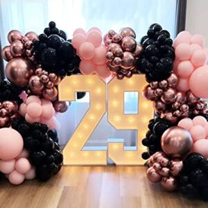 Pink Black Balloon Garland Metallic Rose Gold Balloon Different Size Black Latex Pastel Pink Arch Kit for Baby Shower Birthday Bridal Shower Wedding anniversary Anniversary Graduations Decoration