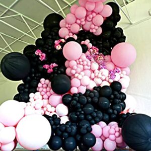 Pink Black Balloon Garland Metallic Rose Gold Balloon Different Size Black Latex Pastel Pink Arch Kit for Baby Shower Birthday Bridal Shower Wedding anniversary Anniversary Graduations Decoration