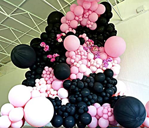 Pink Black Balloon Garland Metallic Rose Gold Balloon Different Size Black Latex Pastel Pink Arch Kit for Baby Shower Birthday Bridal Shower Wedding anniversary Anniversary Graduations Decoration