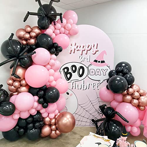 Pink Black Balloon Garland Metallic Rose Gold Balloon Different Size Black Latex Pastel Pink Arch Kit for Baby Shower Birthday Bridal Shower Wedding anniversary Anniversary Graduations Decoration