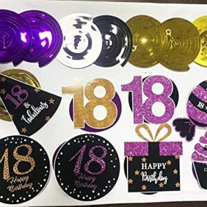 18th Birthday Decorations for Girls Purple Black Gold Girl 18th Birthday Party Hanging Decor/Purple Gold Black Foil Hanging Swirls Girl 18th Birthday Party Decoration Swirls