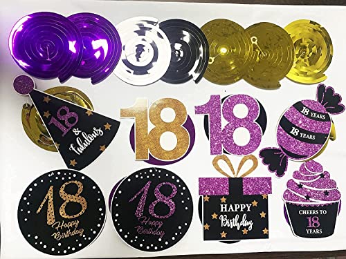 18th Birthday Decorations for Girls Purple Black Gold Girl 18th Birthday Party Hanging Decor/Purple Gold Black Foil Hanging Swirls Girl 18th Birthday Party Decoration Swirls