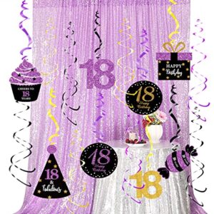 18th Birthday Decorations for Girls Purple Black Gold Girl 18th Birthday Party Hanging Decor/Purple Gold Black Foil Hanging Swirls Girl 18th Birthday Party Decoration Swirls