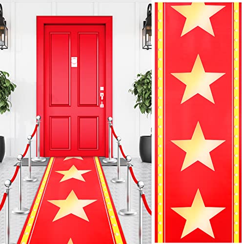 Movie Night Long Red Carpet Table Runner Movie Theme Party Decorations Party Supplies for Movie Night Theme, Wedding, Prom, Movie Special Event, Aisle Indoor Outdoor Decor (24 Inch, 10 Feet)