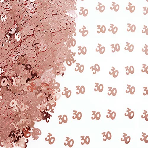 30th Birthday Party Confetti Decorations - Rose Gold Number 30 Metallic Foil Confetti for 30th Birthday Party Decor Wedding Engagement Anniversary Event Celebration Table Confetti Decoration, 60g