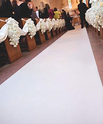 SinoArts Wedding Ceremony Decorations Aisle Runner,50ft X3ft,Polyester Paper Convenient for Outdoor and Indoor (White Print)