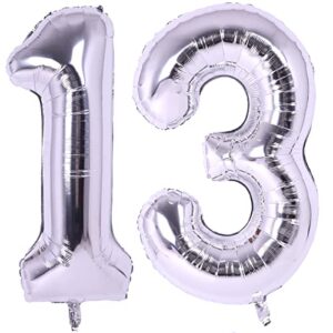 40 inch silver 13 number balloons giant jumbo huge 13 or 31 foil mylar helium number digital balloons silver birthday mylar digital balloons 13th 31st birthday anniversary events party decors supplies