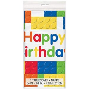 building blocks birthday plastic tablecloth, 84″ x 54″