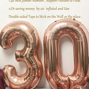 30th birthday Deocrations for her - Happy 30 Rose Red Balloons Kit for Woman Womens With Pink Banner and Jumbo 40inch Number (Burgundy Gold)