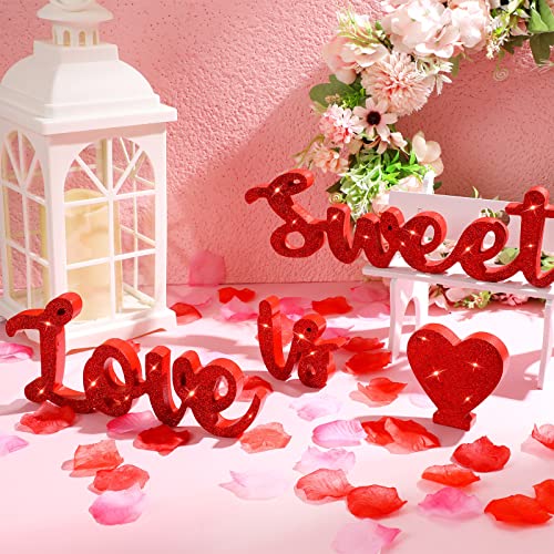 Valentines Table Decor Love is Sweet Wooden Letters with Heart Wood Sign for Valentines Day Table Centerpiece Valentines Day Party Wedding Shower Bridal Photo Props Dessert