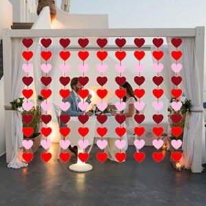 6 Pack Heart Banner for Valentines Day Decorations-Felt,Red,Rose Red and Light Pink,| No DIY | Valentines Day Decor | Valentine's Day Mantle Decor | Heart Garland for Valentines Day Decorations