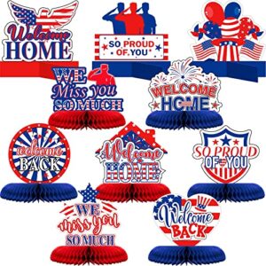 10 pieces welcome home party decorations welcome home honeycomb so proud of you military welcome home table centerpieces for patriotic homecoming military army deployment returning party supplies