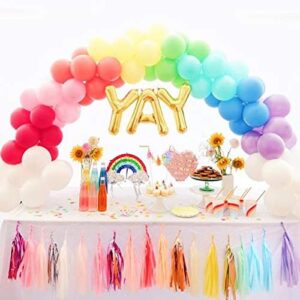 100Pcs Rainbow Party Balloon Garland & Arch Kit-100pcs Latex Balloons, 16 Feets Arch Balloon Decorating Strip for Baby Shower Birthday Wedding Party Backdrop