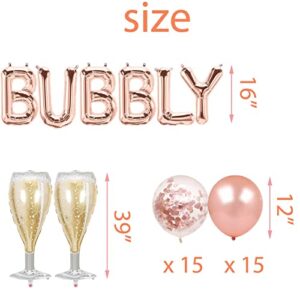 Bubbly Bar Balloons Rose Gold Mimosa Bar Party Banner Bride To Be/We are Engaged/Bridal Shower/Just Married/Bachelorette/Wedding/Champagne Brunch Themed Happy Anniversary Party Supplies Decorations