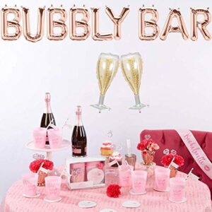 Bubbly Bar Balloons Rose Gold Mimosa Bar Party Banner Bride To Be/We are Engaged/Bridal Shower/Just Married/Bachelorette/Wedding/Champagne Brunch Themed Happy Anniversary Party Supplies Decorations