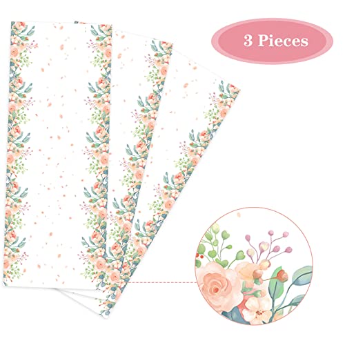 3 Pack Floral Baby Shower Decorations For Girl，Rectangular Plastic Party Tablecloths with Pink Floral Patterns( 108"x54"）,Table Cover for Birthdays,Weddings,Tea Party and Girl Baby Shower Decorations