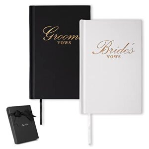 aerai group vow books, wedding vows book – bride and groom vow book for wedding – wedding booklets black and gold – vow journal 5.5 x 3.9 in with box – wedding notebook – bridal shower & vow renewal