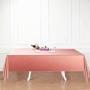 2Pcs Rose Gold Plastic Tablecloth Rose Gold Tinsel Foil Table Cover Disposable Rectangular Metallic Tablecloth Rose Gold Party Supplies Decorations for Bachelorette, Baby Shower, Wedding Table Decor