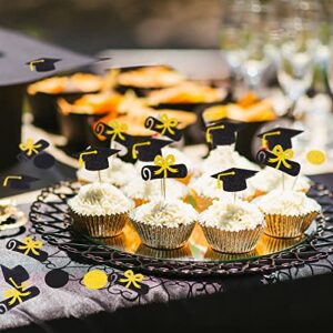 YUJUN 160PCS Graduation Confetti,2023 Gold and Black Paper Glitter Graduation Party Supplies Congrats Grad 2023 Graduation Cap Table Confetti Glitter for Class of 2023 High School College Graduation Party Decoration