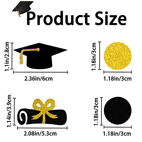 YUJUN 160PCS Graduation Confetti,2023 Gold and Black Paper Glitter Graduation Party Supplies Congrats Grad 2023 Graduation Cap Table Confetti Glitter for Class of 2023 High School College Graduation Party Decoration