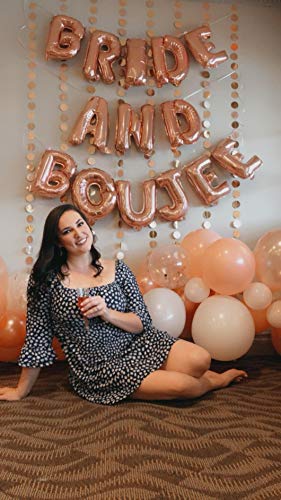 JeVenis Bride And Boujee Bachelorette Party Decor Bach Party Decorations Bride and Boujee Banner Diamond Ring Champagne Glass Balloons Champagne Bottle Balloon