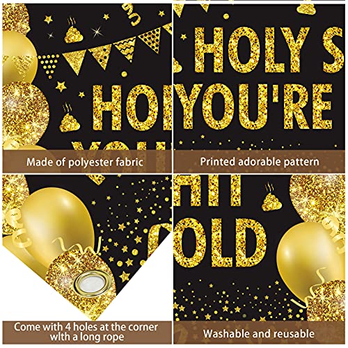 Holy Shit You’re Old Banner Funny Birthday Decorations, 30th 40th 50h 60th 70th 80th Birthday Backdrop Party Supplies, Funny Birthday Poster Décor(72.8 X 43.3 Inch)