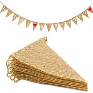 novelty place 15pcs burlap banner – 14 ft triangle flag – diy hand painted home decorations for holiday, birthday, wedding, graduation and party