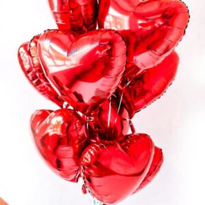 Heart Love Foil Balloon 18 inch, Helium Support Valentines Day Wedding Bridal Engagement Party Anniversary Decorations (10 pcs 18")