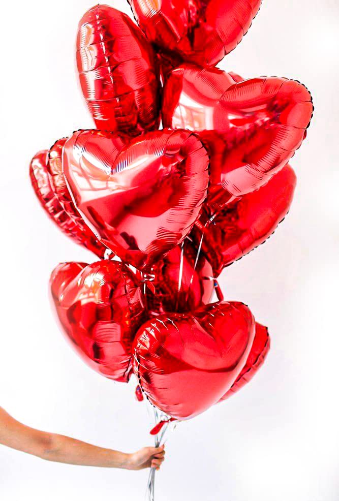 Heart Love Foil Balloon 18 inch, Helium Support Valentines Day Wedding Bridal Engagement Party Anniversary Decorations (10 pcs 18")