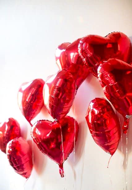 Heart Love Foil Balloon 18 inch, Helium Support Valentines Day Wedding Bridal Engagement Party Anniversary Decorations (10 pcs 18")