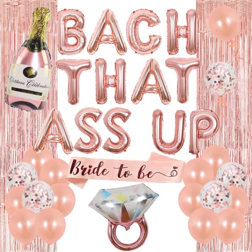 Bachelorette Party Decorations Bach That Assup Bachelorette Balloons Banner Rose Gold Brunch Bridal Shower Bubbly Bar bachelorette party decorations naughty Champagne Tinsel Curtains