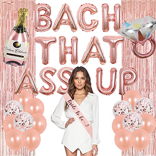 Bachelorette Party Decorations Bach That Assup Bachelorette Balloons Banner Rose Gold Brunch Bridal Shower Bubbly Bar bachelorette party decorations naughty Champagne Tinsel Curtains